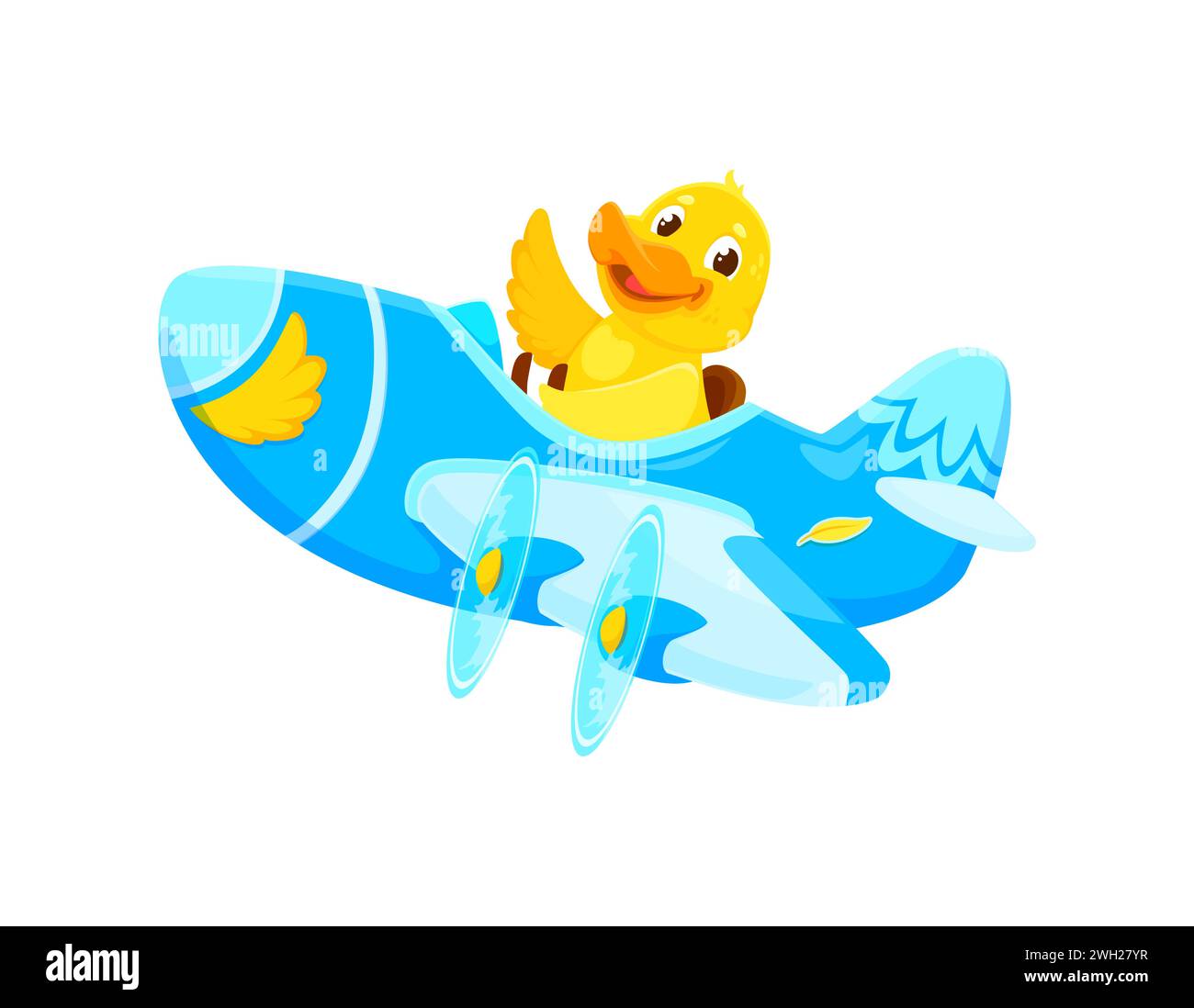 Baby animal character on plane. Cartoon animal duck kid airplane pilot ...