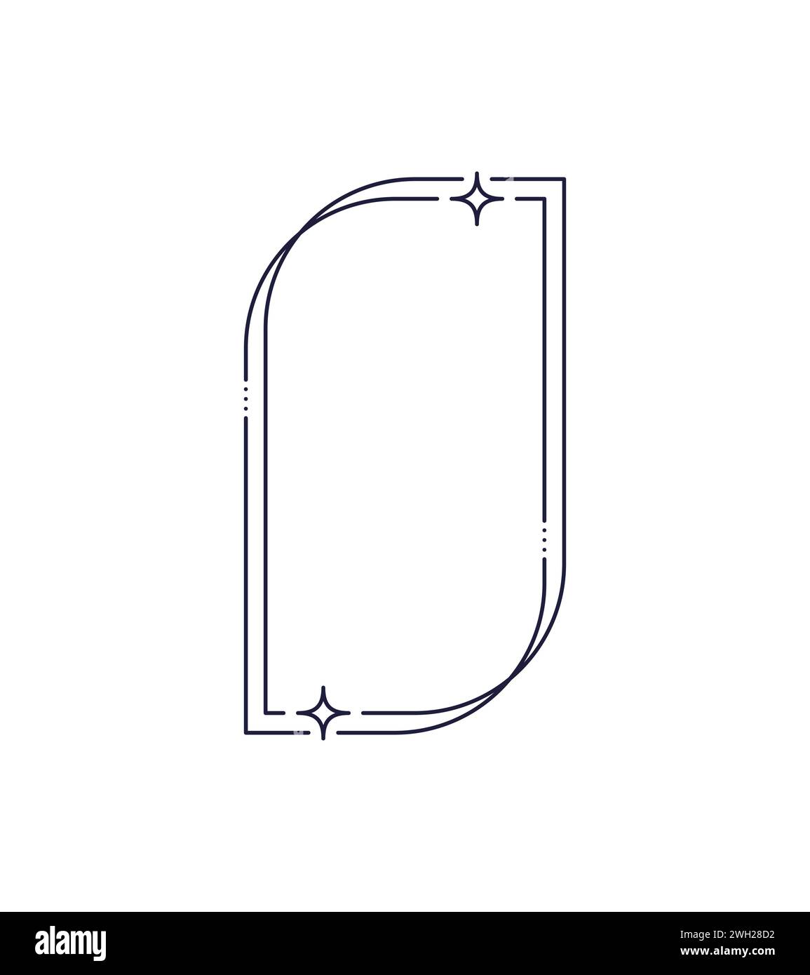 Minimal line frame, star twinkles and sparkles border, vector boho ...