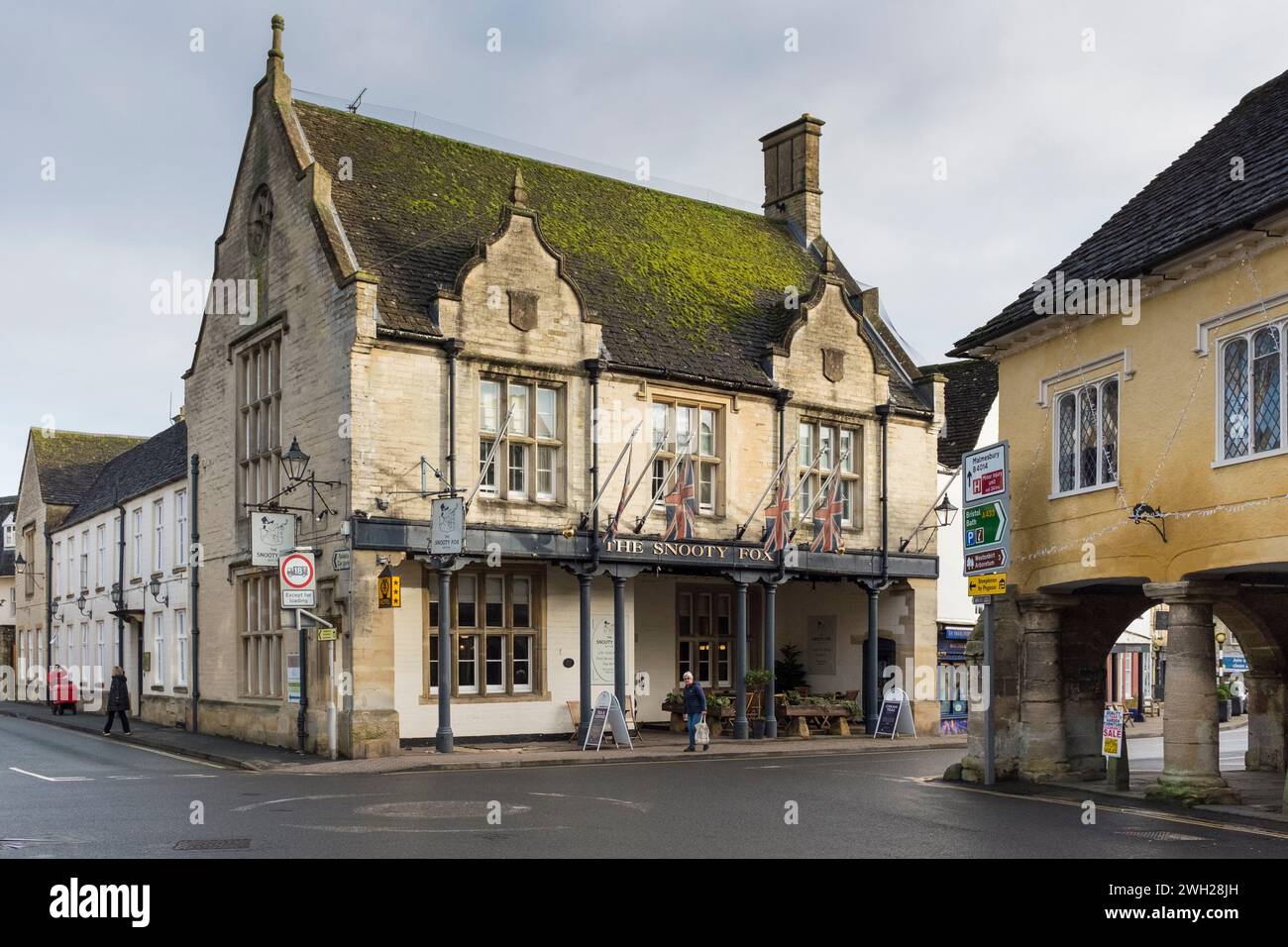 The Snooty Fox Hotel & Restaurant, Tetbury, Gloucester, UK Stock Photo ...
