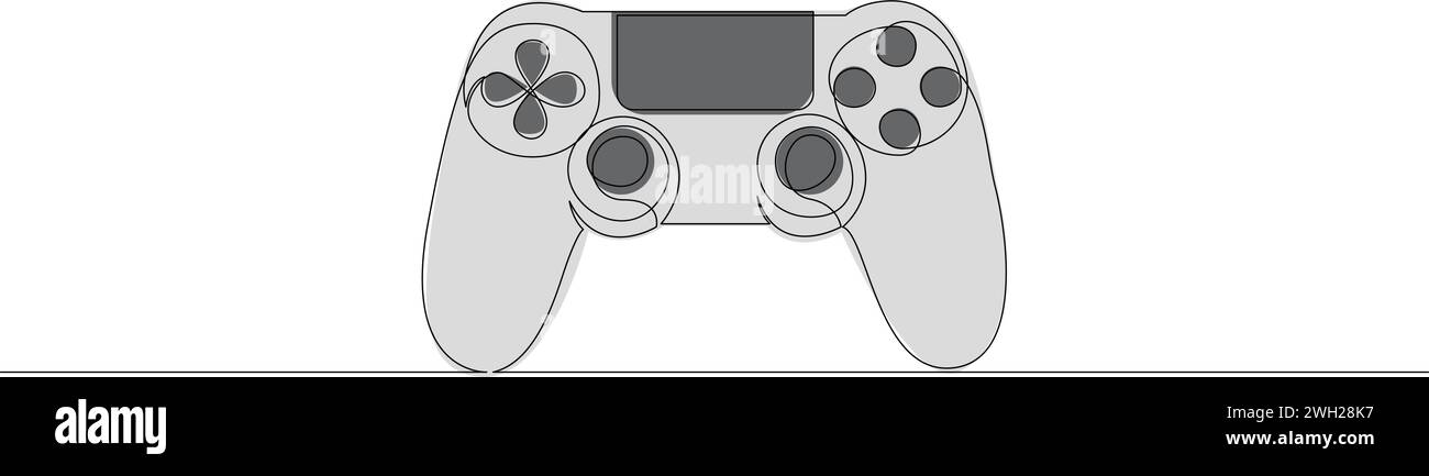 Single continuous line drawing of game controller. Gamepad one line art ...