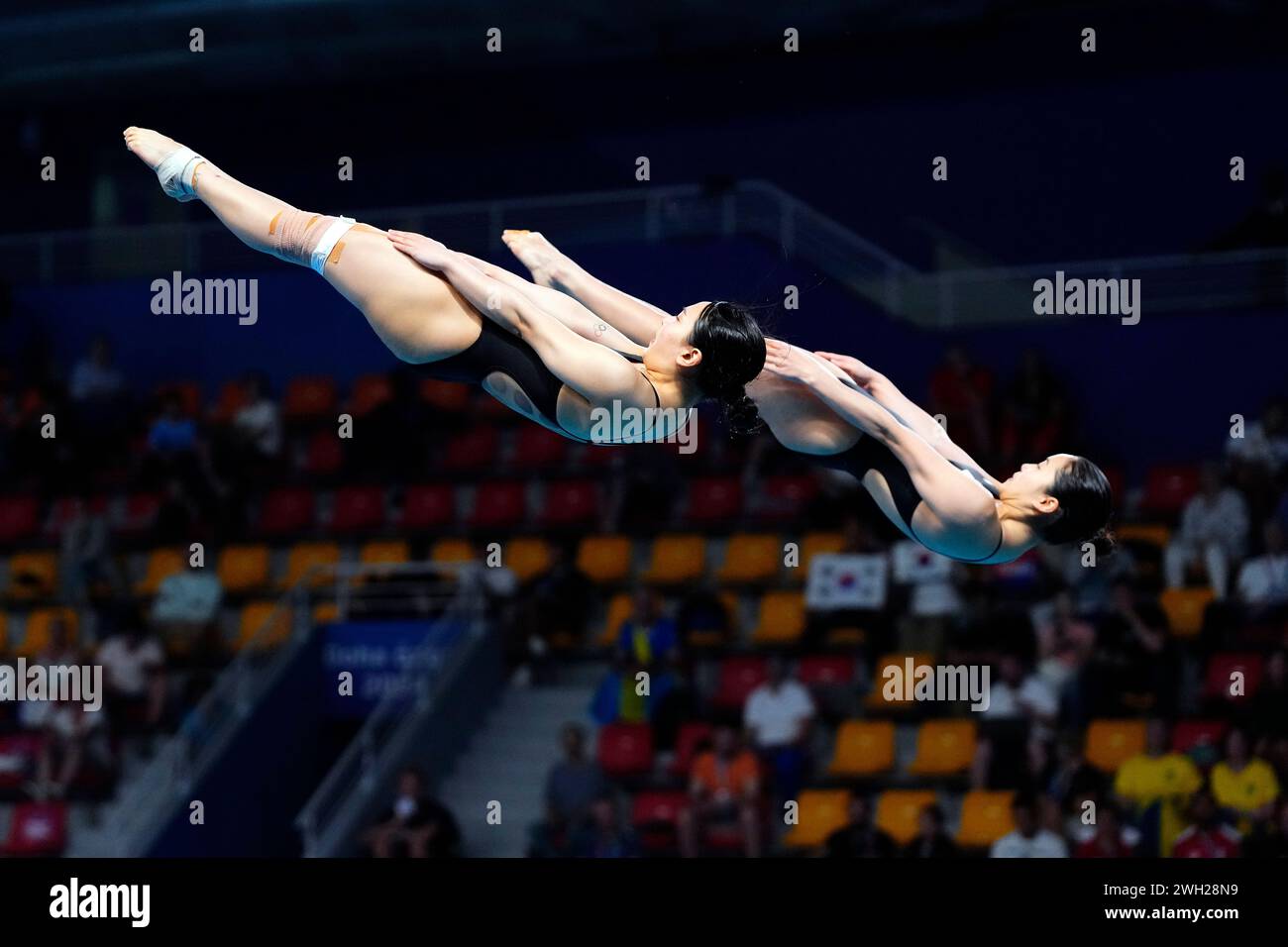 Suji KIM and Halim Kwon of South Korea compete during the women's ...