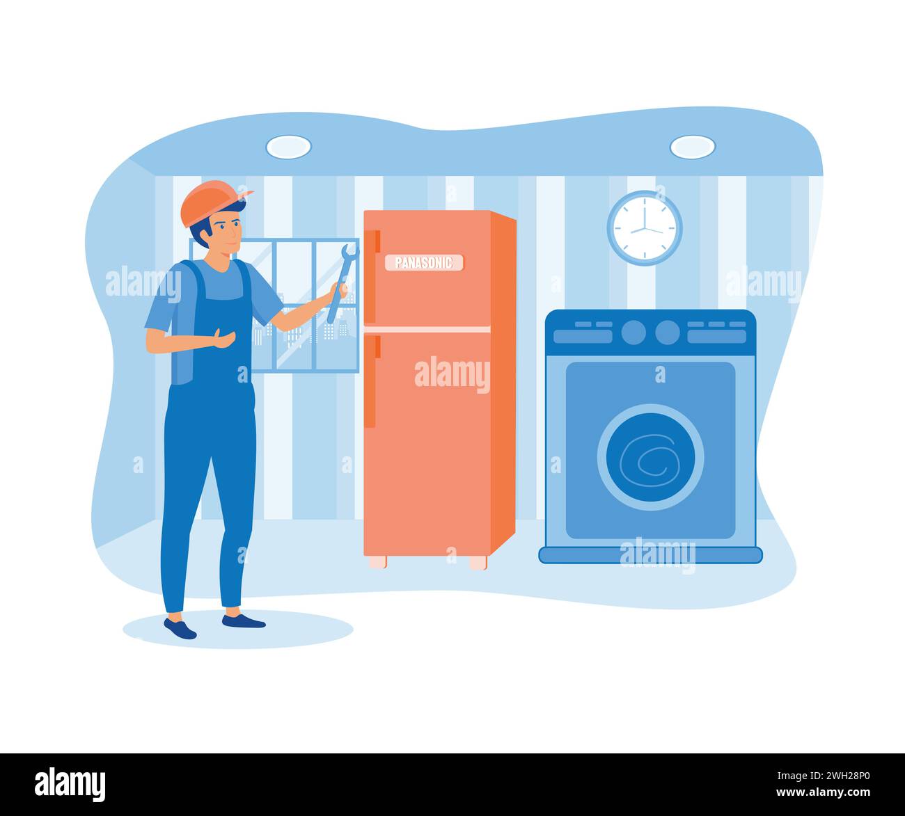 Home appliance repair technician service with washing machine ...