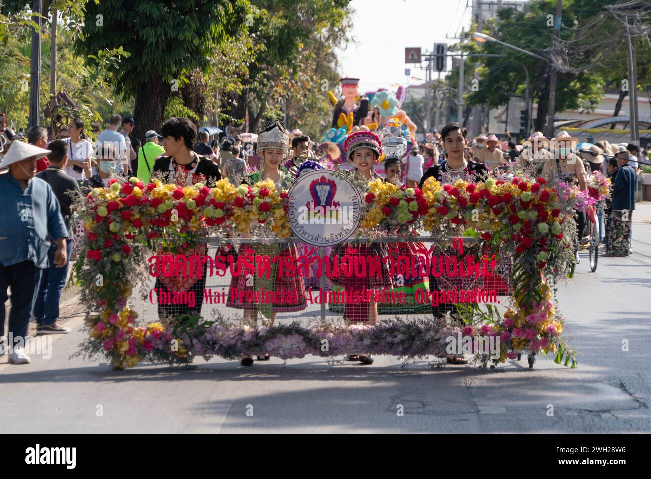 CHIANG MAI, THAILAND - FEBRUARY 3, 2024 : The Flower floats and parades ...