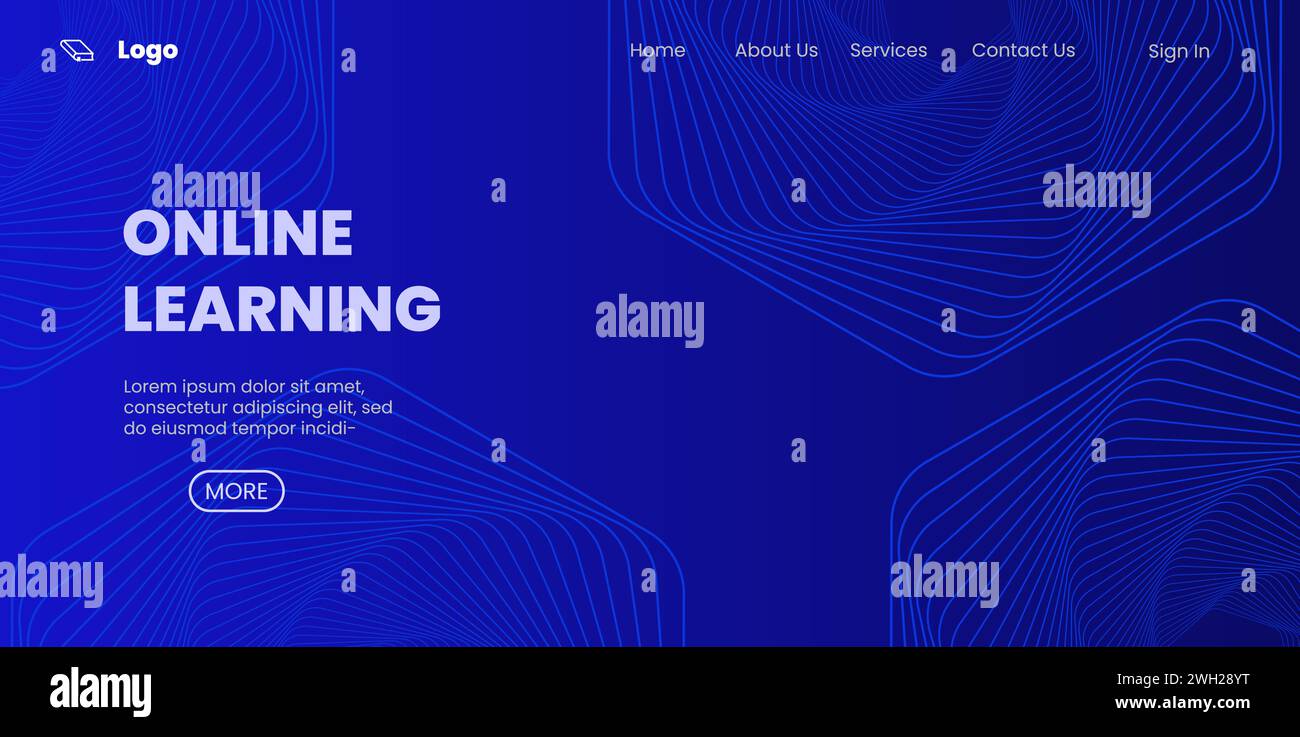 Online education landing page template. Abstract background for e ...