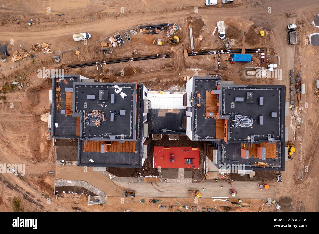 Drone photography of ne multistory apartment block being built by ...