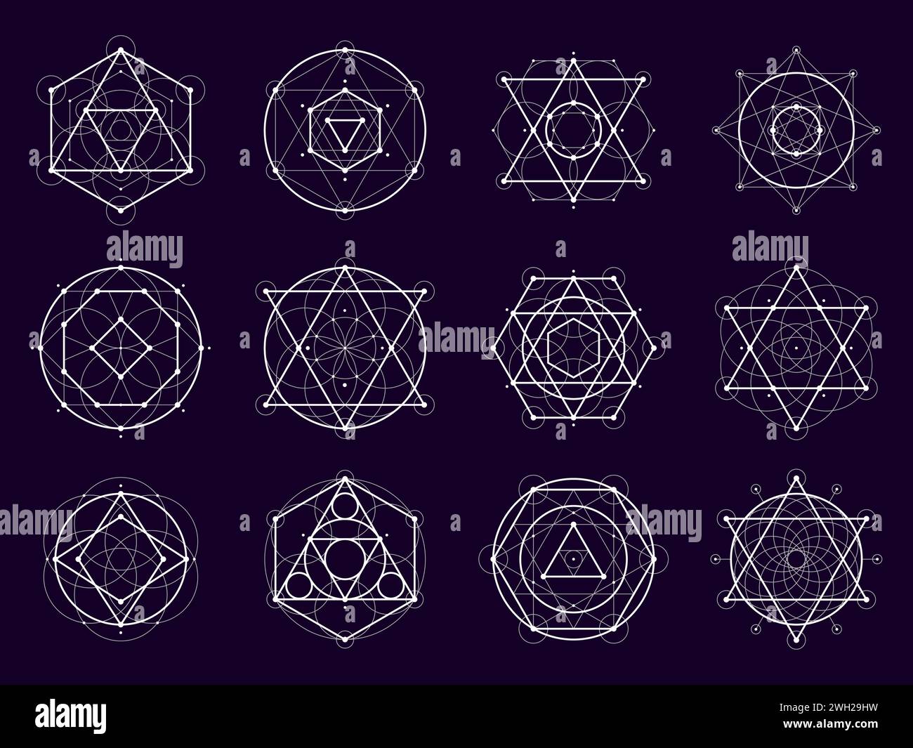 Sacred geometric shapes. Mystery, magic and esoteric symbols formed ...