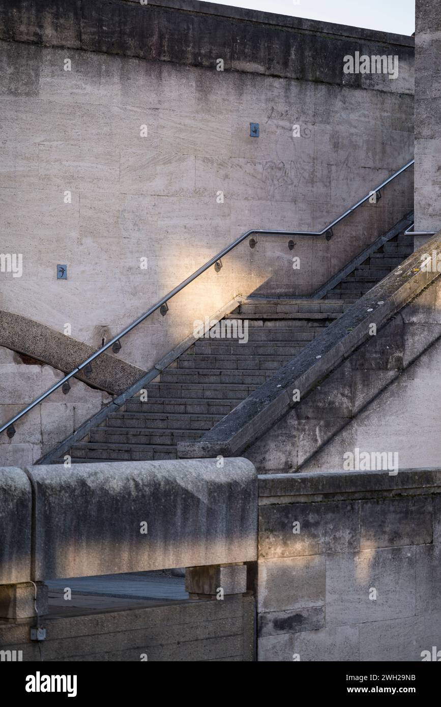 Architectural detail of a staircase of the brutalist style architecture ...