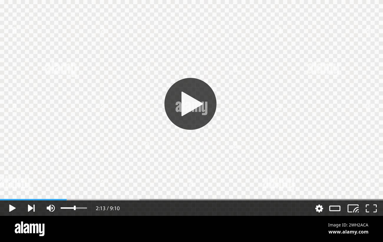 Video player transparent screen, vector interface template. Skin ui ...