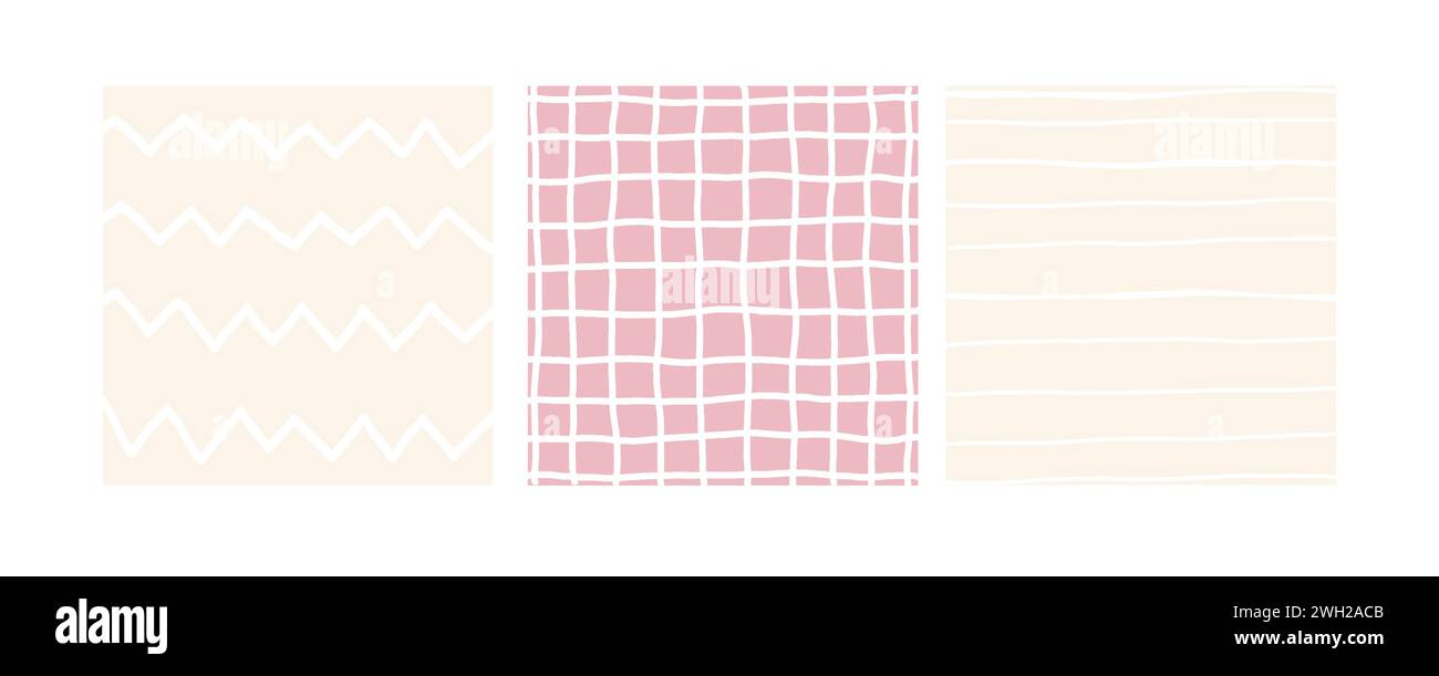 Simple Geometric Hand Drawn Irregular Patterns. Colored Doodle ...