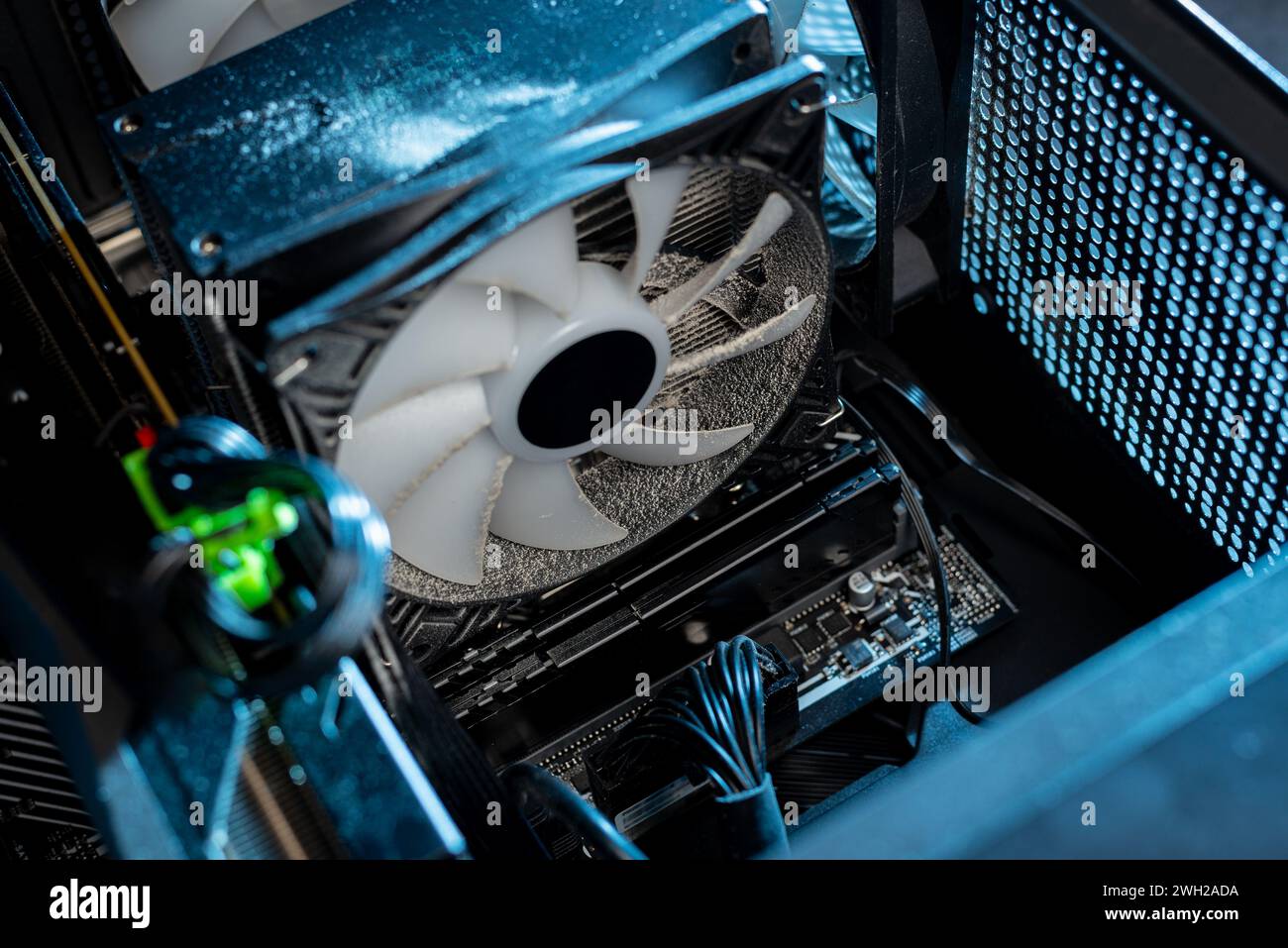 very dirty personal computer in dust. Computer overheating Stock Photo ...