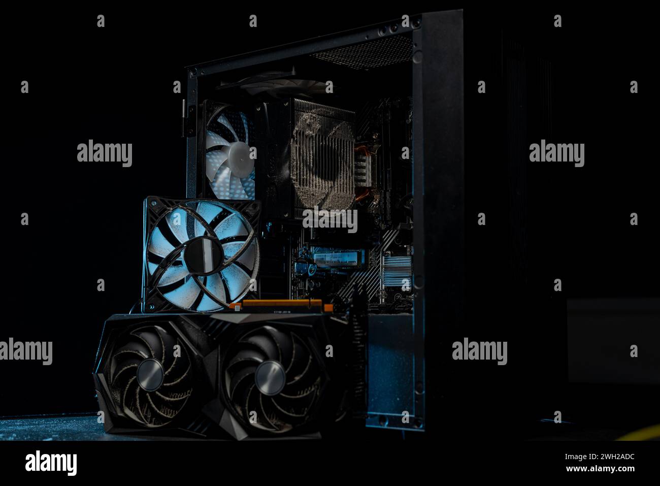 very dirty personal computer in dust. Computer overheating Stock Photo ...