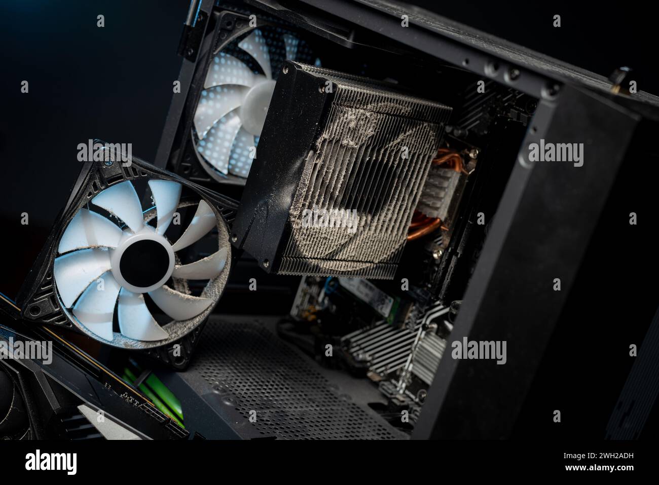 very dirty personal computer in dust. Computer overheating Stock Photo ...