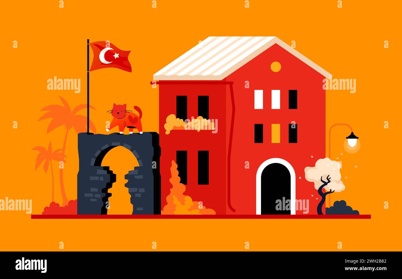 Arched gates of Side - modern colored vector illustration Stock Vector ...