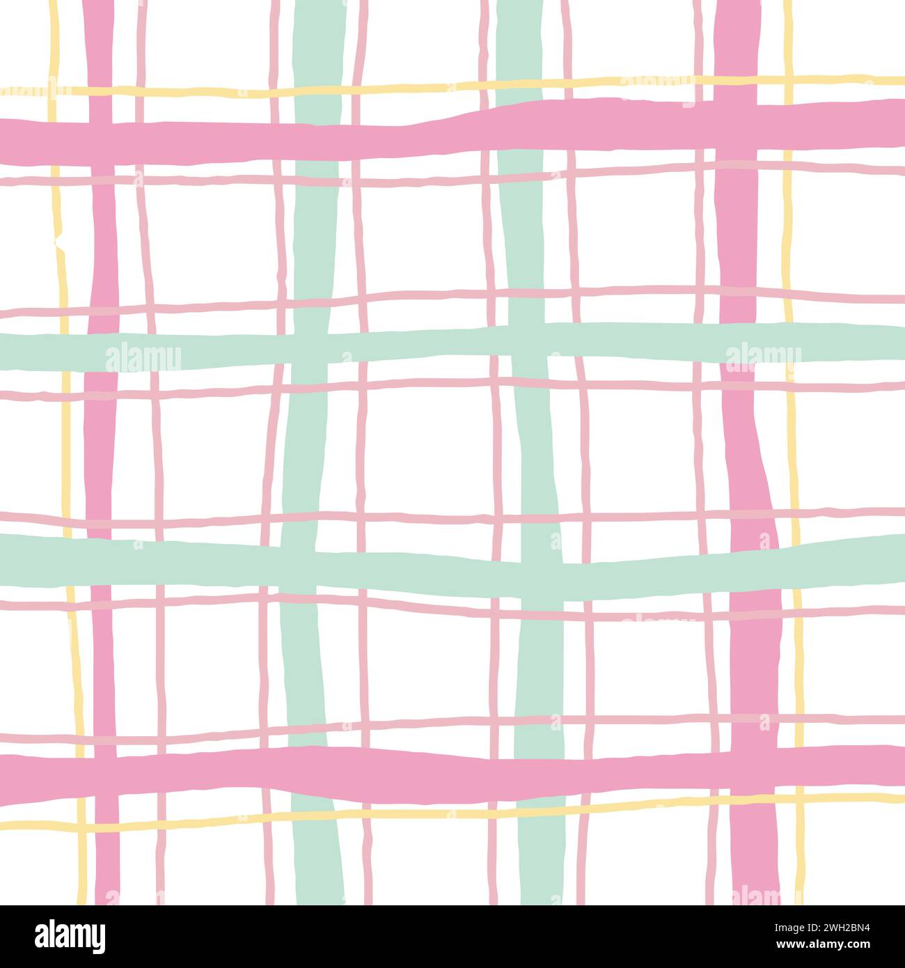 Vector hand drawn cute checkered grid pattern. Doodle Plaid geometrical ...