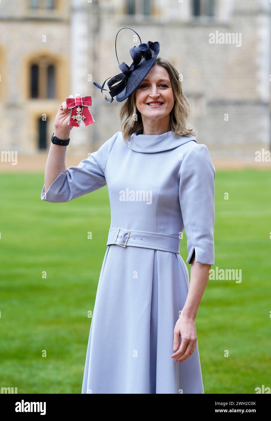 Mrs Ellen Convery (Ellen White), from Glossop after being made a Member of the Order of the ...
