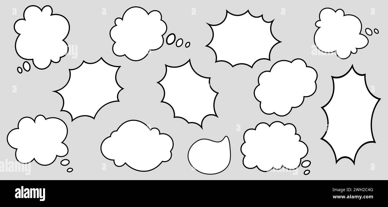 Set Of Speech Bubble Text Social Media Chat Message Box Empty Text Bubbles In Various Shapes 