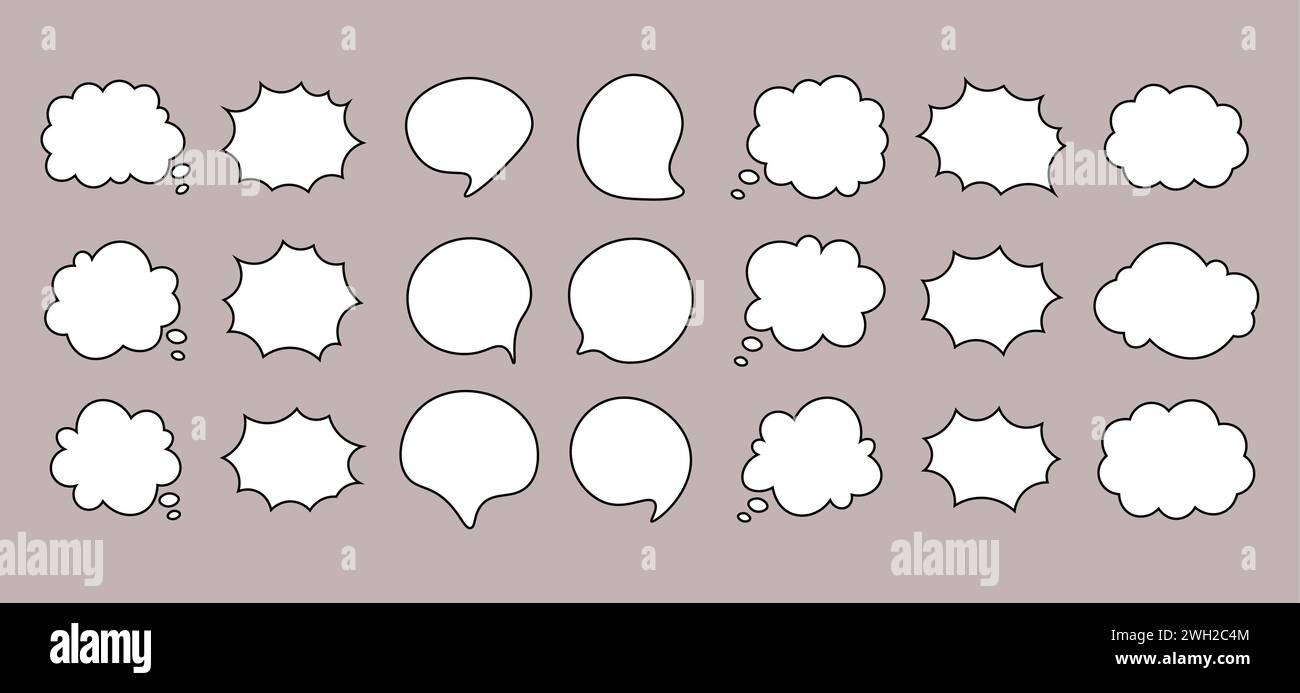Set of speech bubble text, social media chat, message box. Empty text ...
