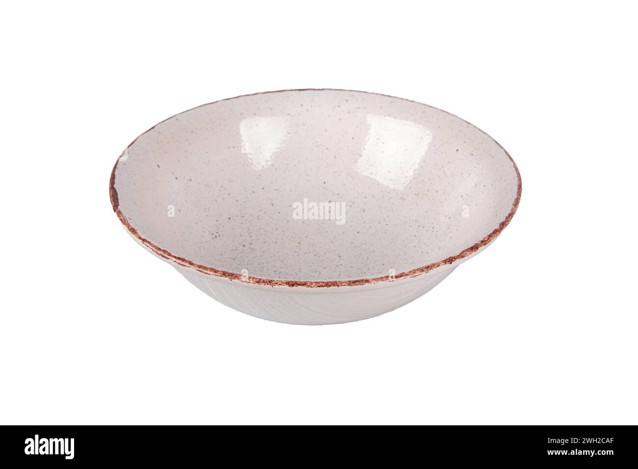 White empty deep clay plate on a white background Stock Photo - Alamy