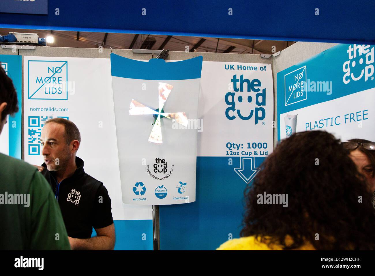 'No More Lids' exhibition stand at the 'Source' trade show at Westpoint ...