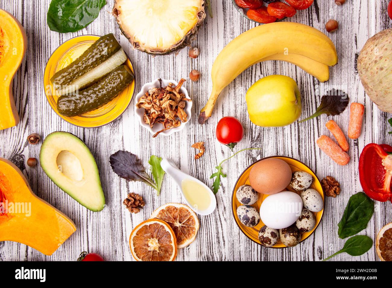 Colorful Assortment of Healthy Foods for a Balanced Diet Stock Photo ...