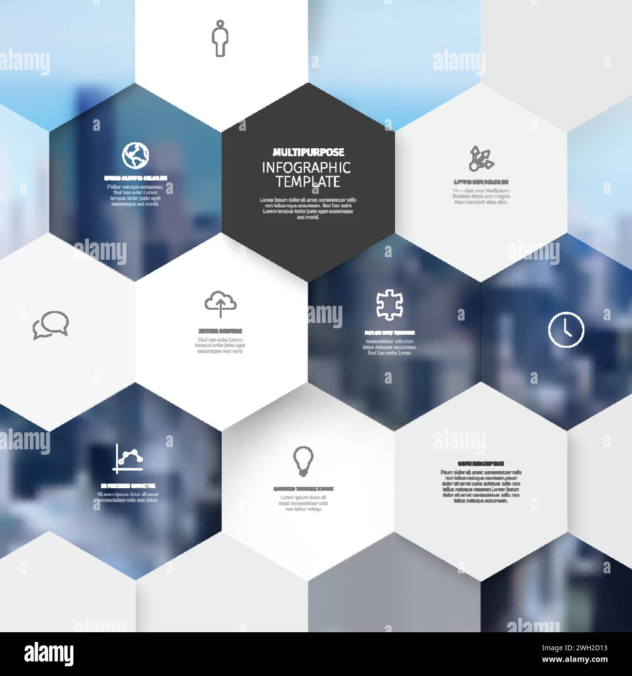 Vector Minimalist light infographic report template with hexagons ...