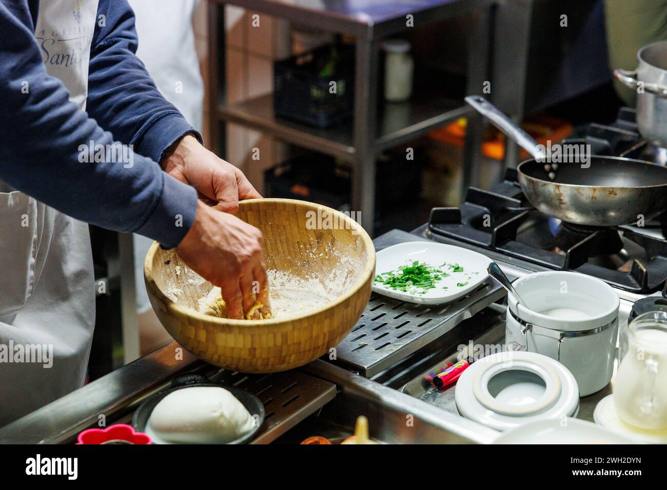 Experiencing making pasta, food experience in Italy, Amalfi Coast Stock ...