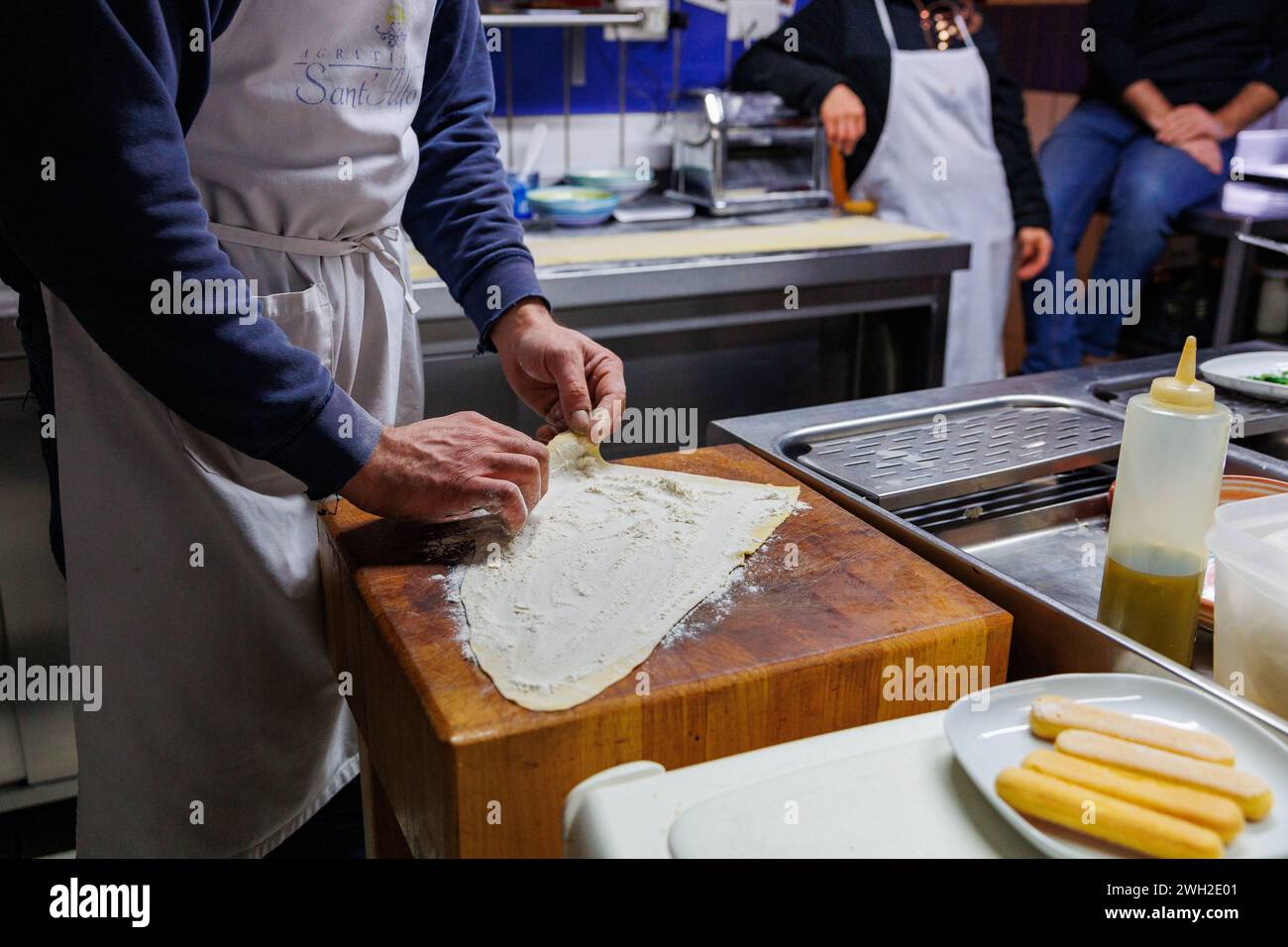 Experiencing making pasta, food experience in Italy, Amalfi Coast Stock ...