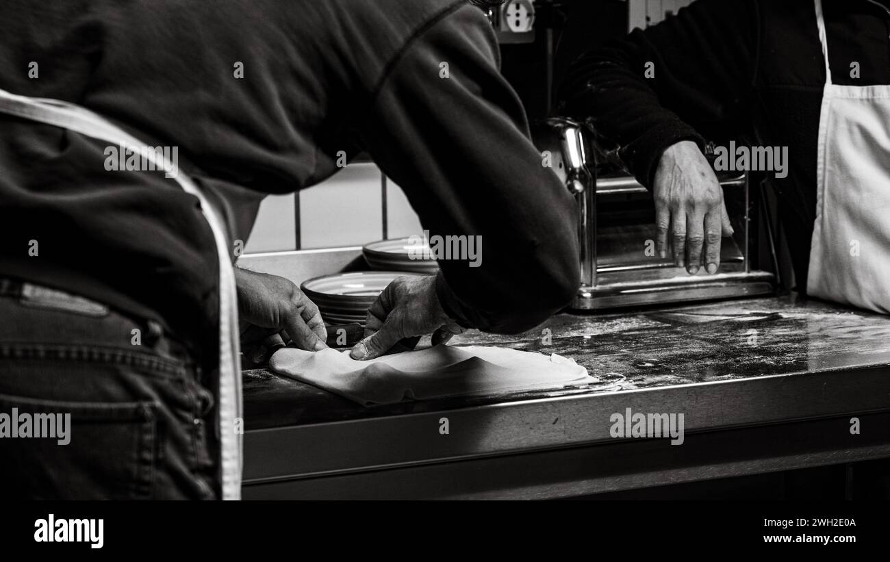 Experiencing making pasta, food experience in Italy, Amalfi Coast Stock ...