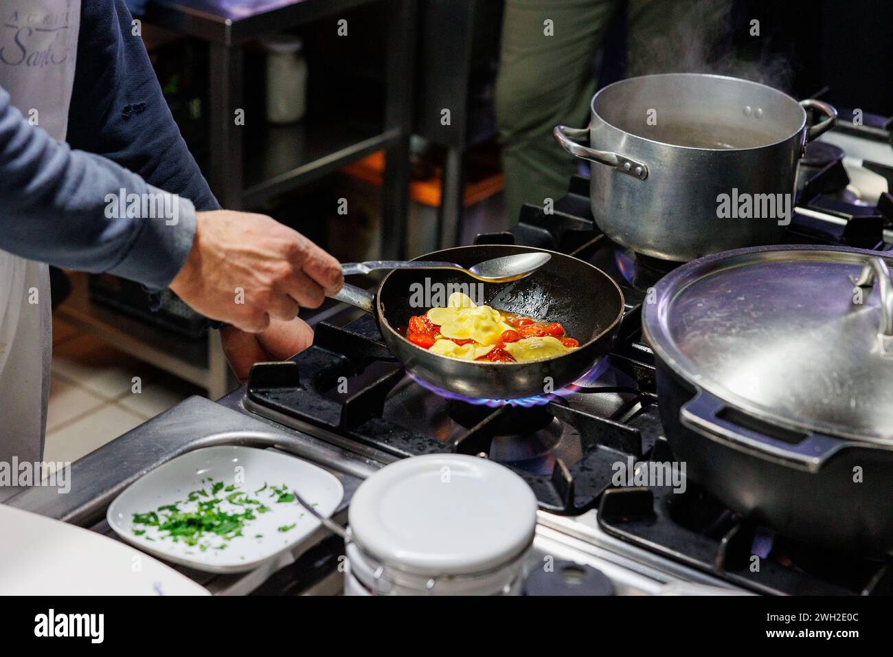 Experiencing making pasta, food experience in Italy, Amalfi Coast Stock ...