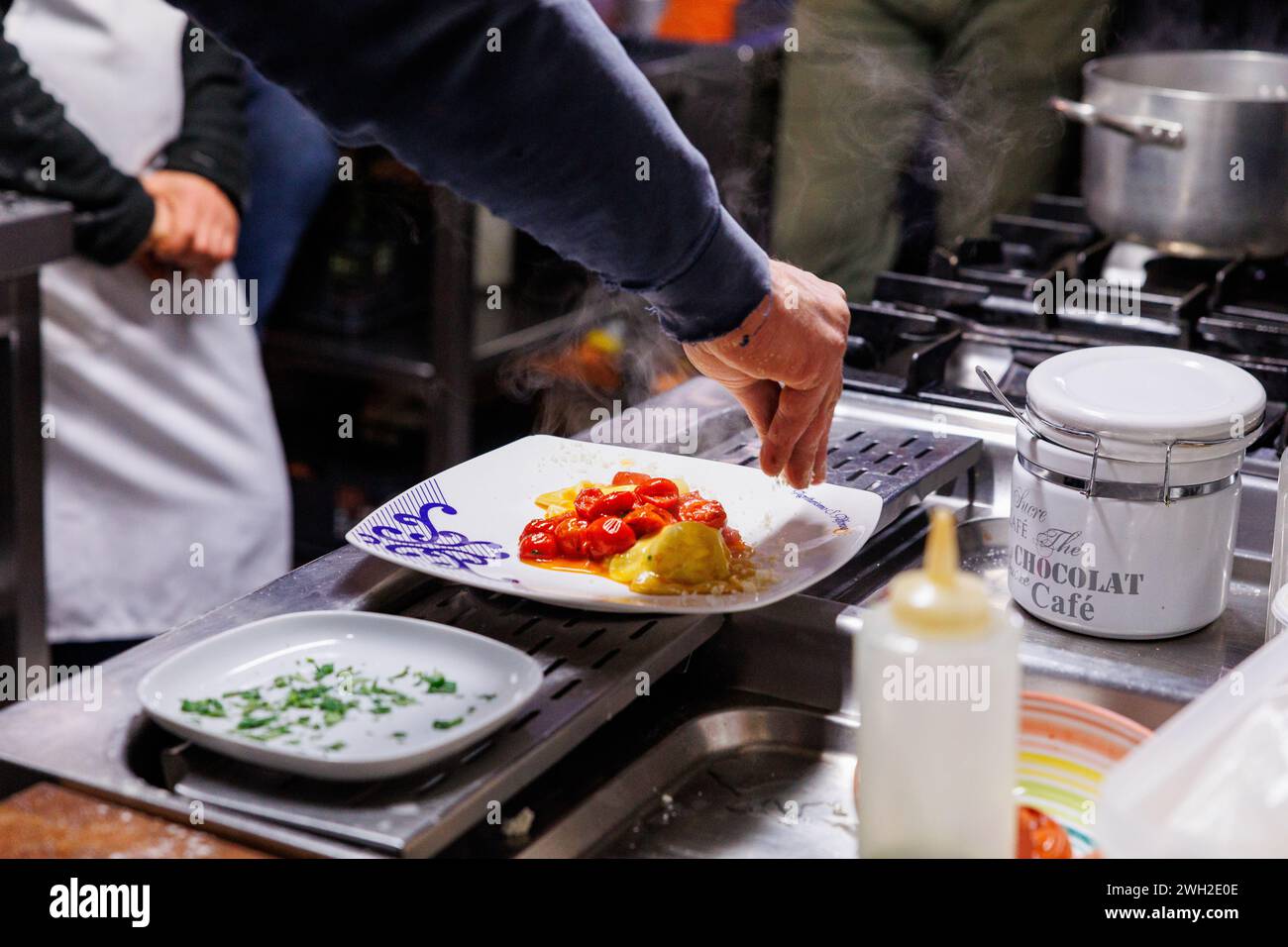 Experiencing making pasta, food experience in Italy, Amalfi Coast Stock ...