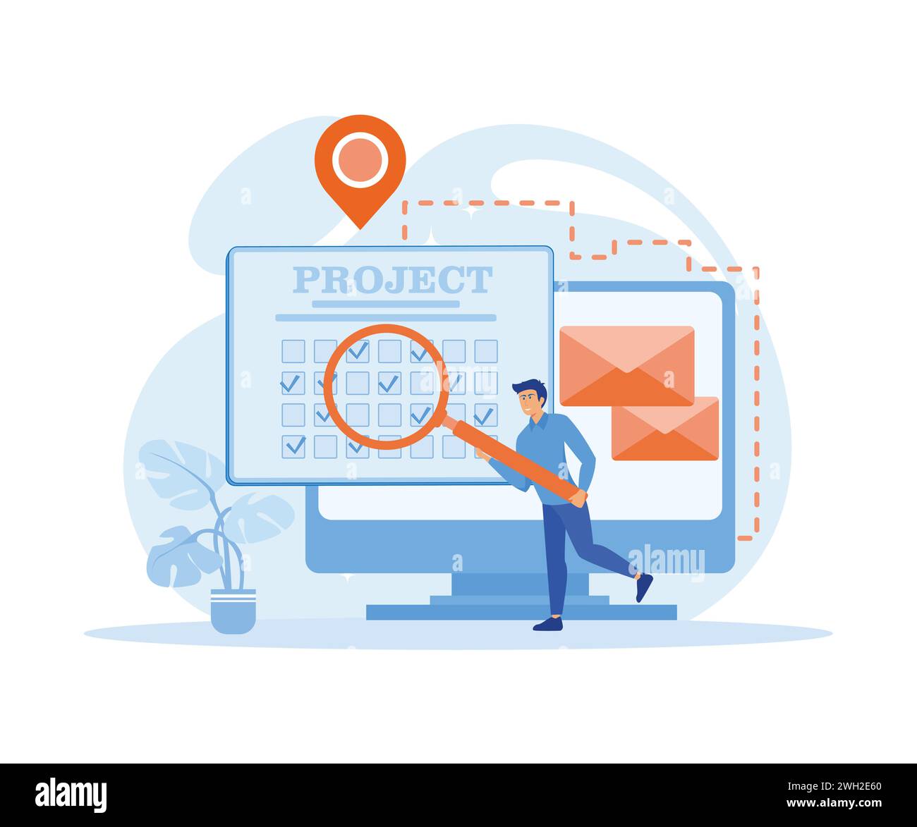 Planning, developing and scheduling successful business projects. flat ...