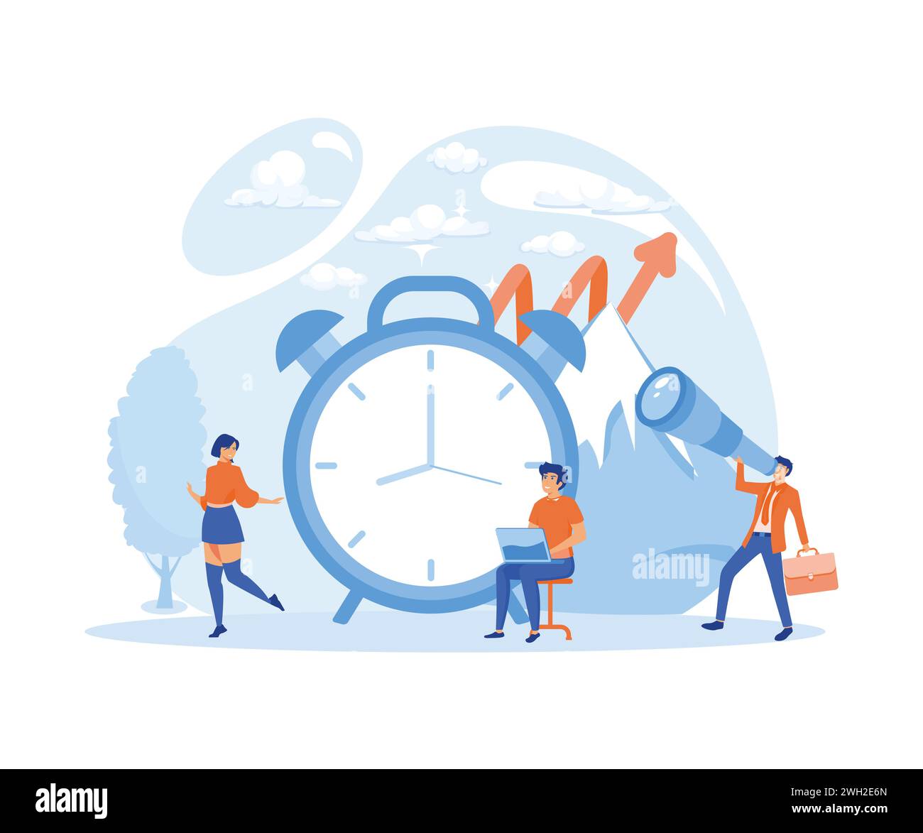 Time Management Discipline Concept. Showing active group of people ...