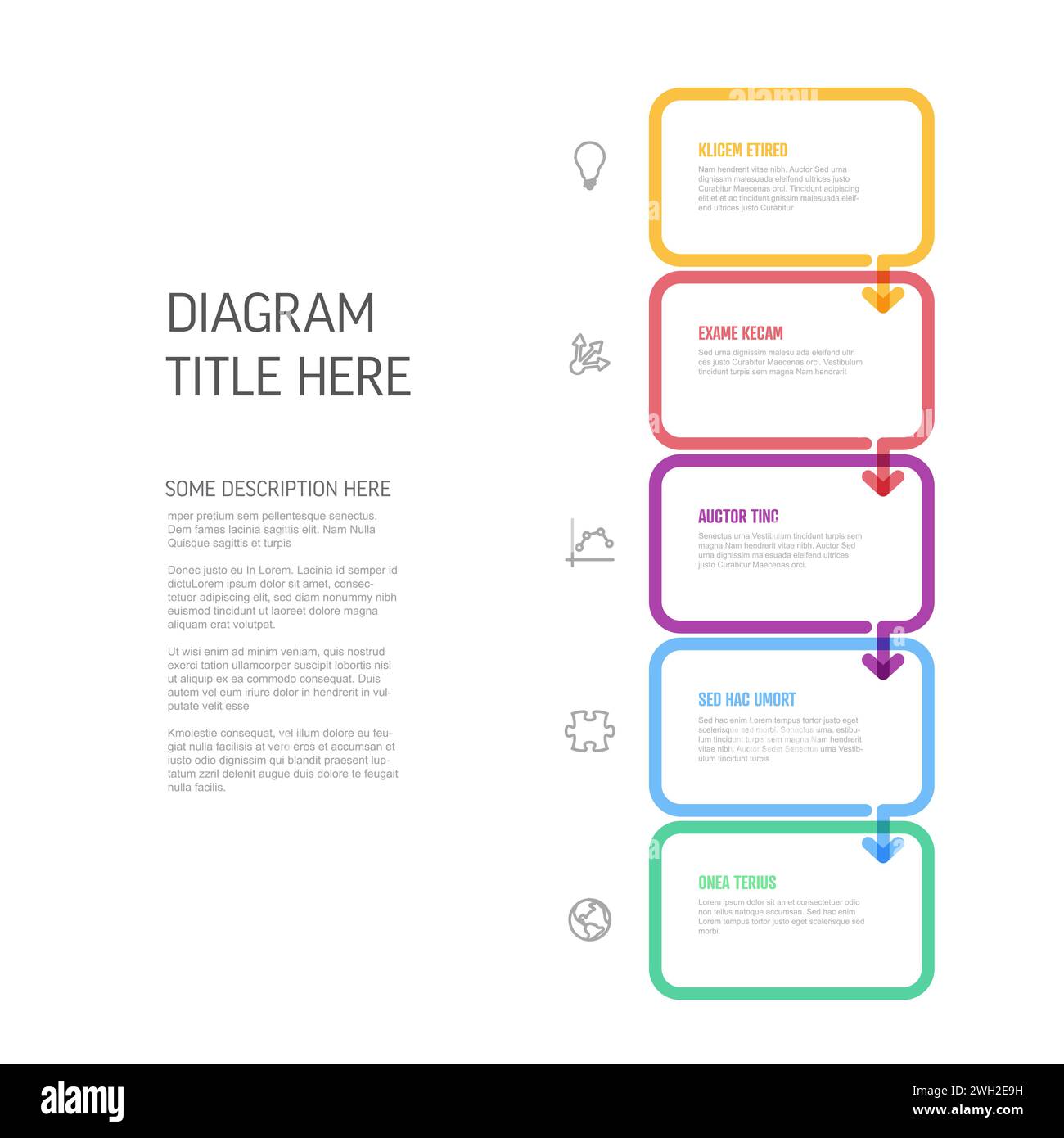 Vector process progress template diagram schema with five steps icons ...