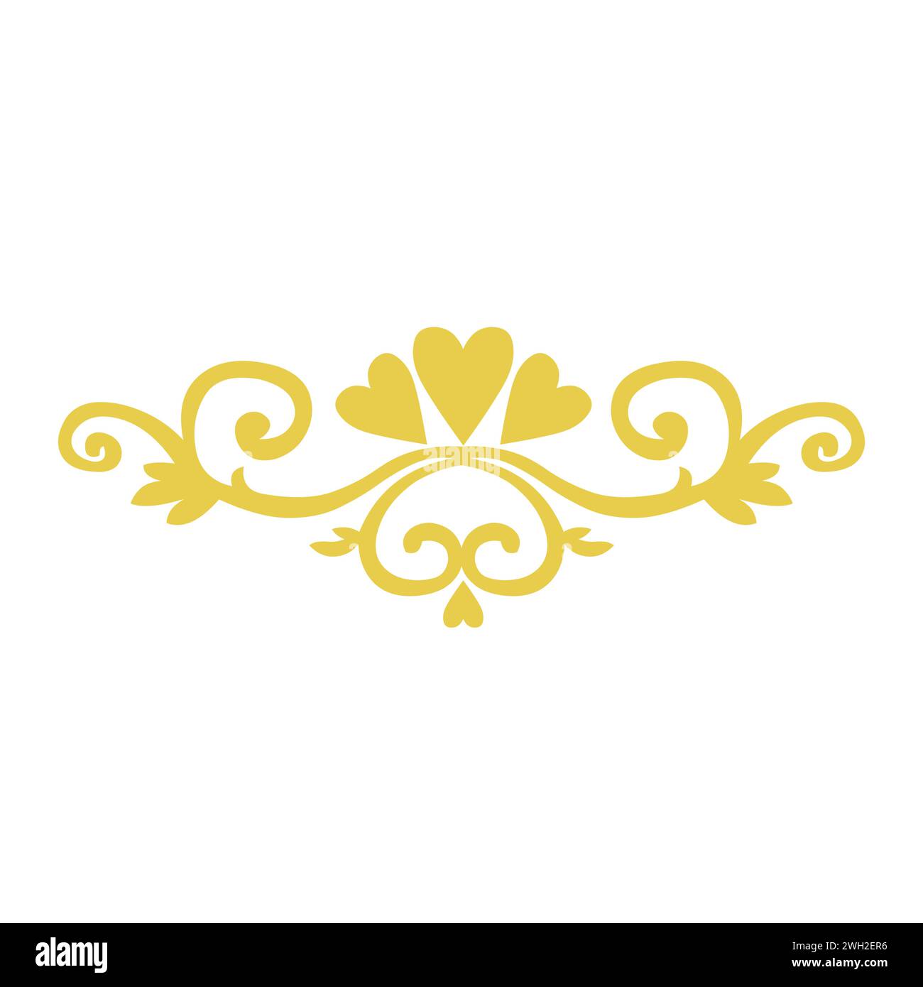 Golden Ornamental Border With Hearts Icon Stock Vector Image & Art - Alamy