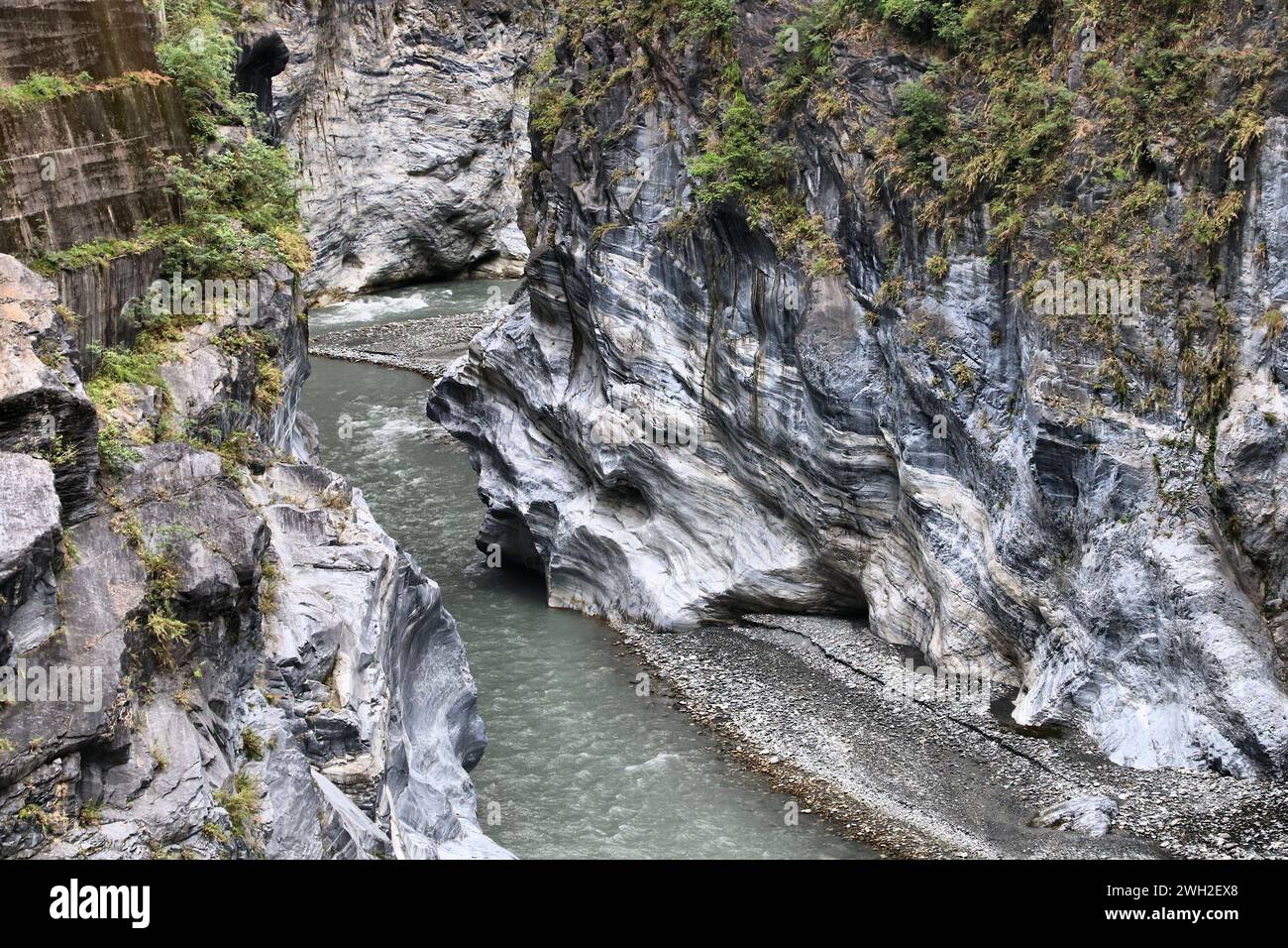 Taroko National Park in Taiwan. Yanzikou (Swallow Grotto) trail canyon ...