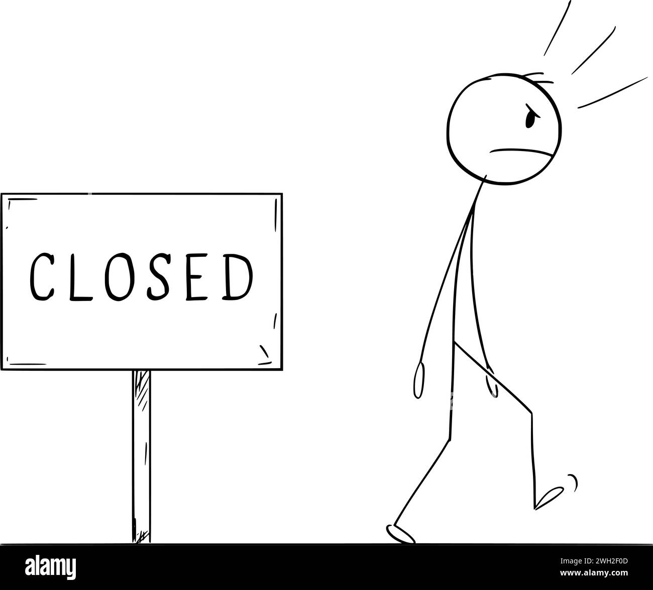 Angry Person Leaving, Its Closed, Vector Cartoon Stick Figure ...