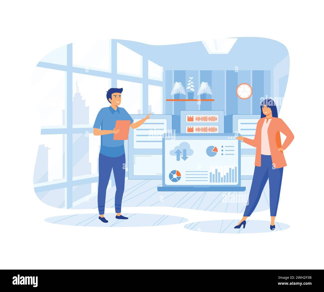 Business technology cloud computing. Service concept and data center storage server connect on ...