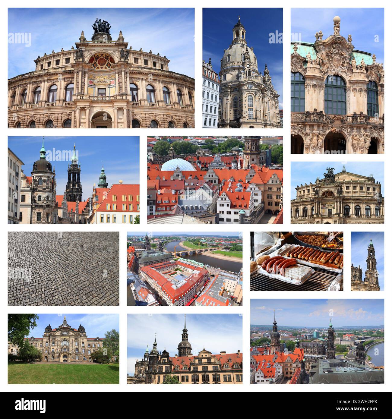 Dresden, Germany postcard - travel place landmark photo collage Stock ...