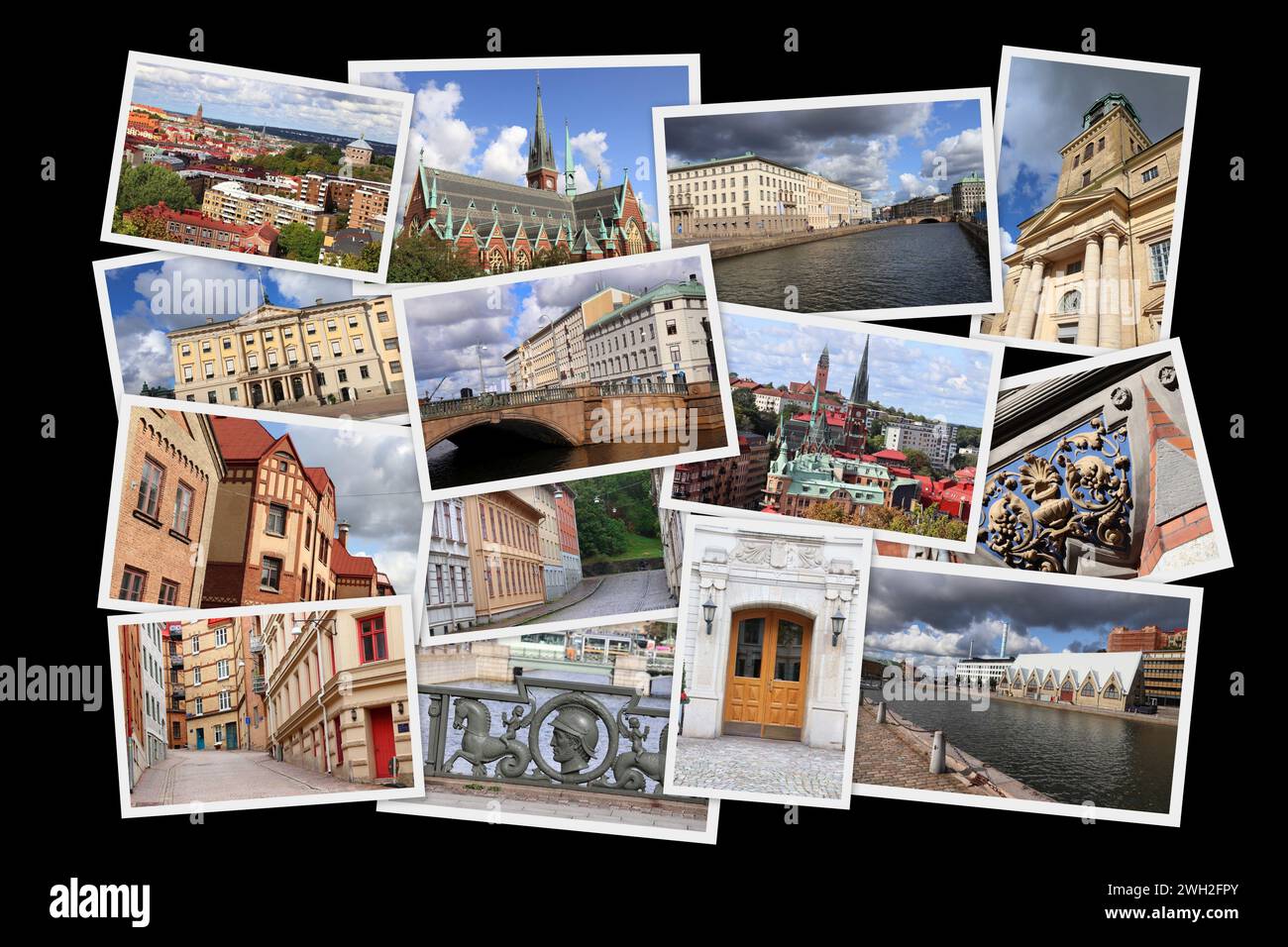 Gothenburg city photo pile. Travel place landmarks photo collage from ...