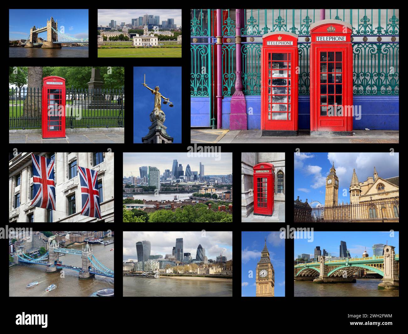 Collage landmarks london uk hi-res stock photography and images - Alamy