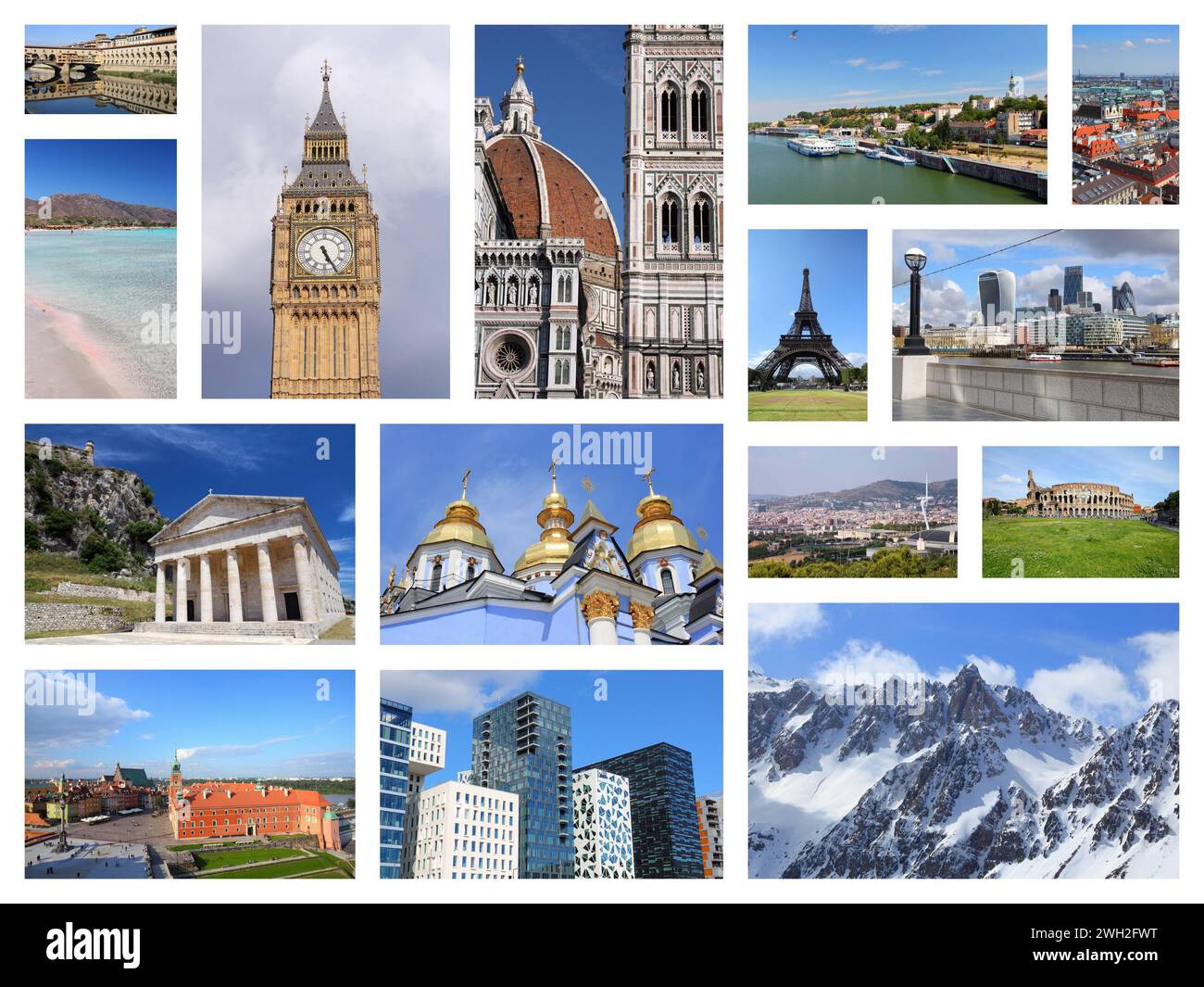 Europe landmarks collage postcard - tourism attractions montage ...