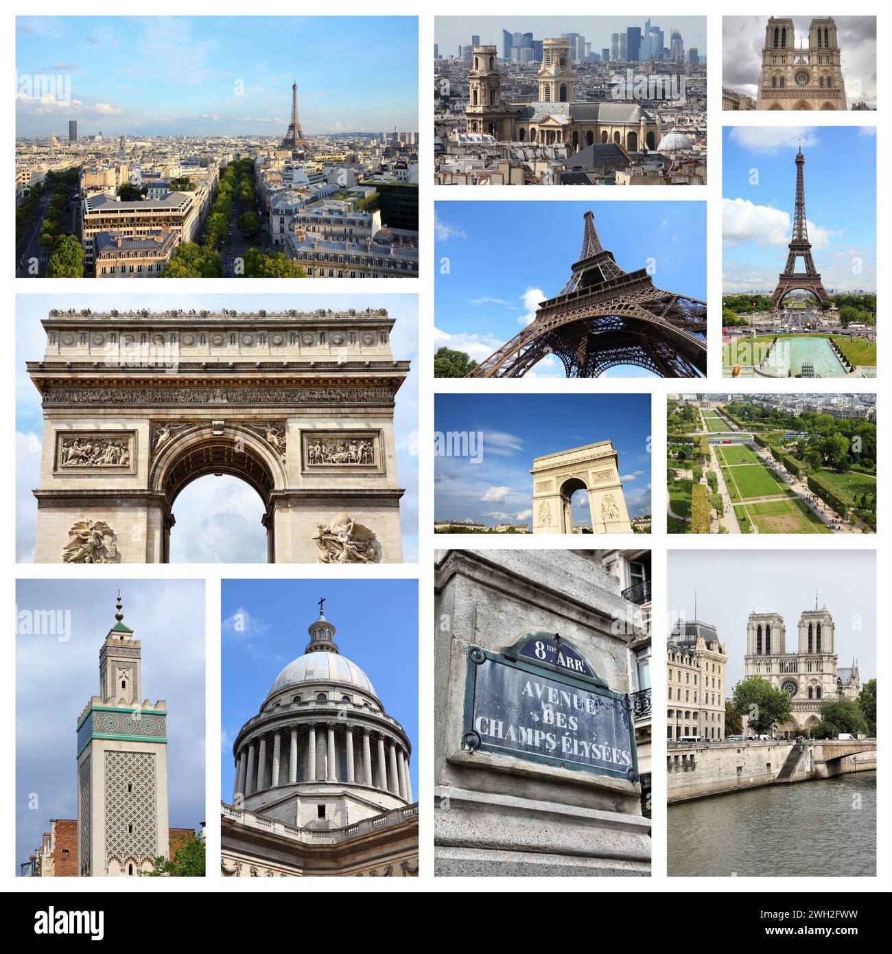 Paris photos collage - France capital city landmark postcard collection ...