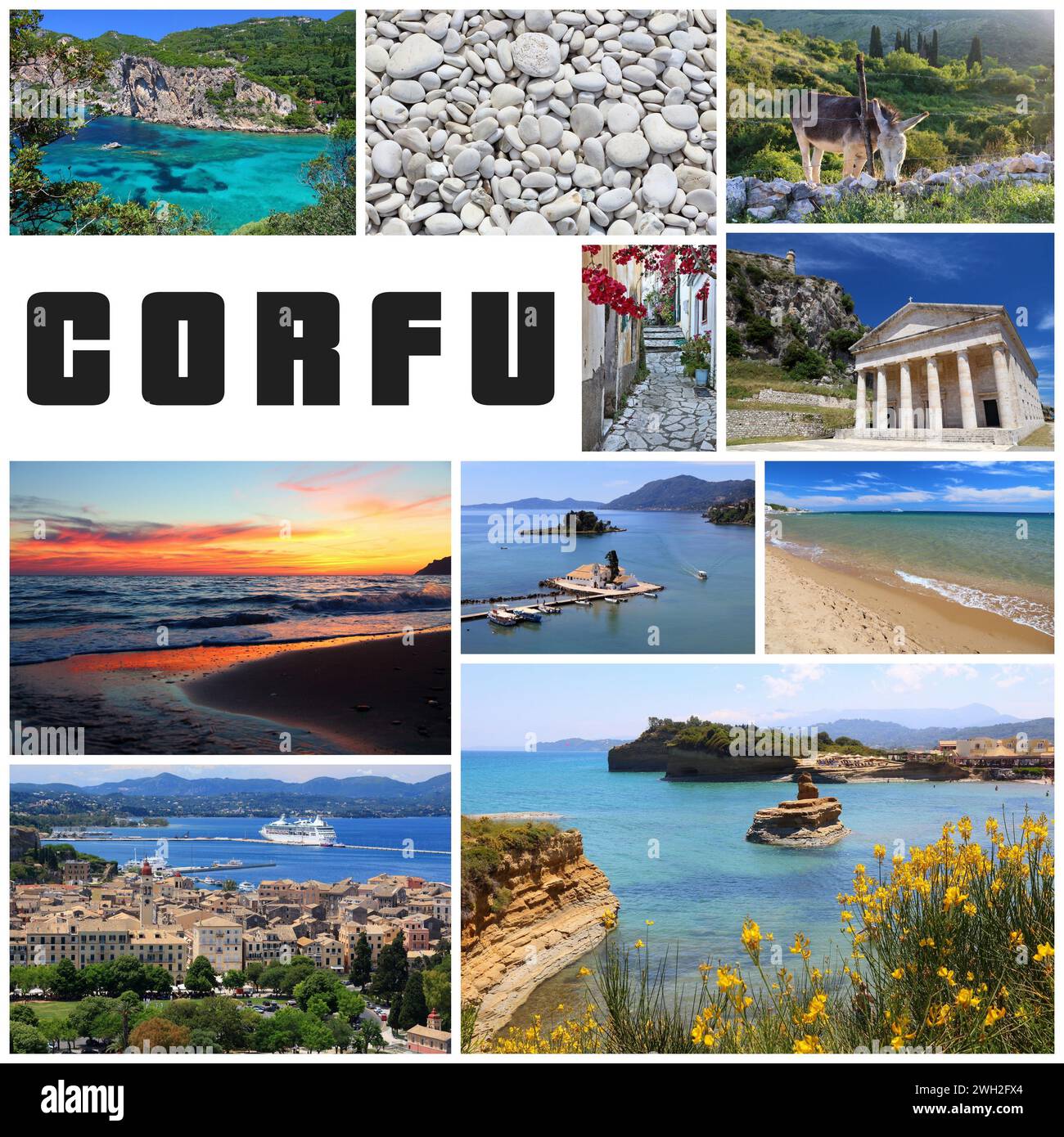 Corfu Greek island photo collage - travel place postcard from Greece ...