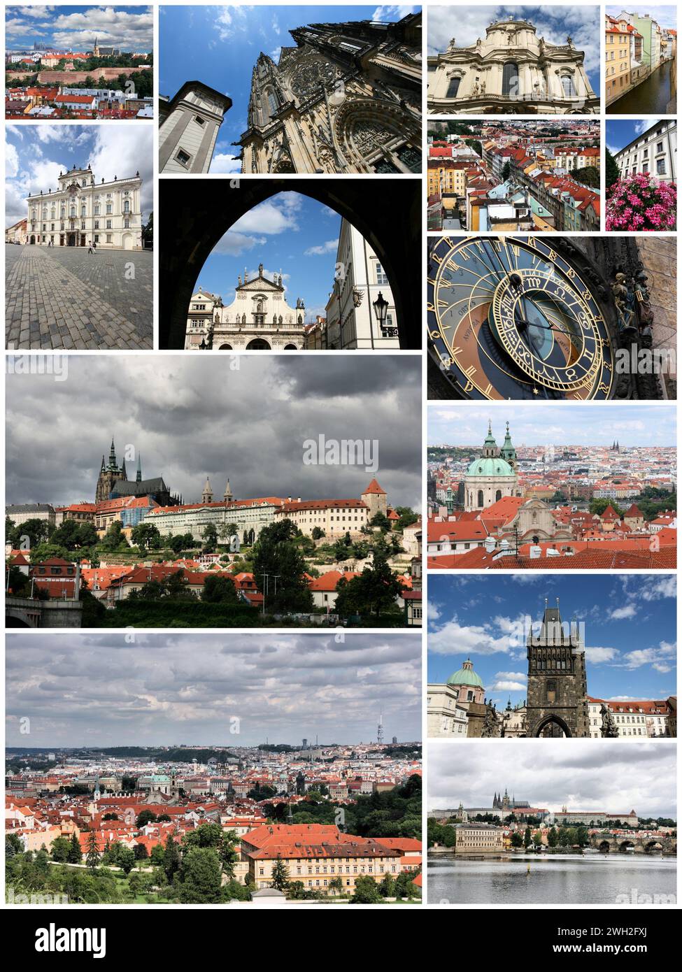 Prauge, Czech Republic travel photo collage. Collection includes major ...