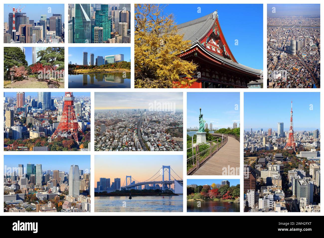 Tokyo landmarks photo collage - Japan city places collection Stock ...