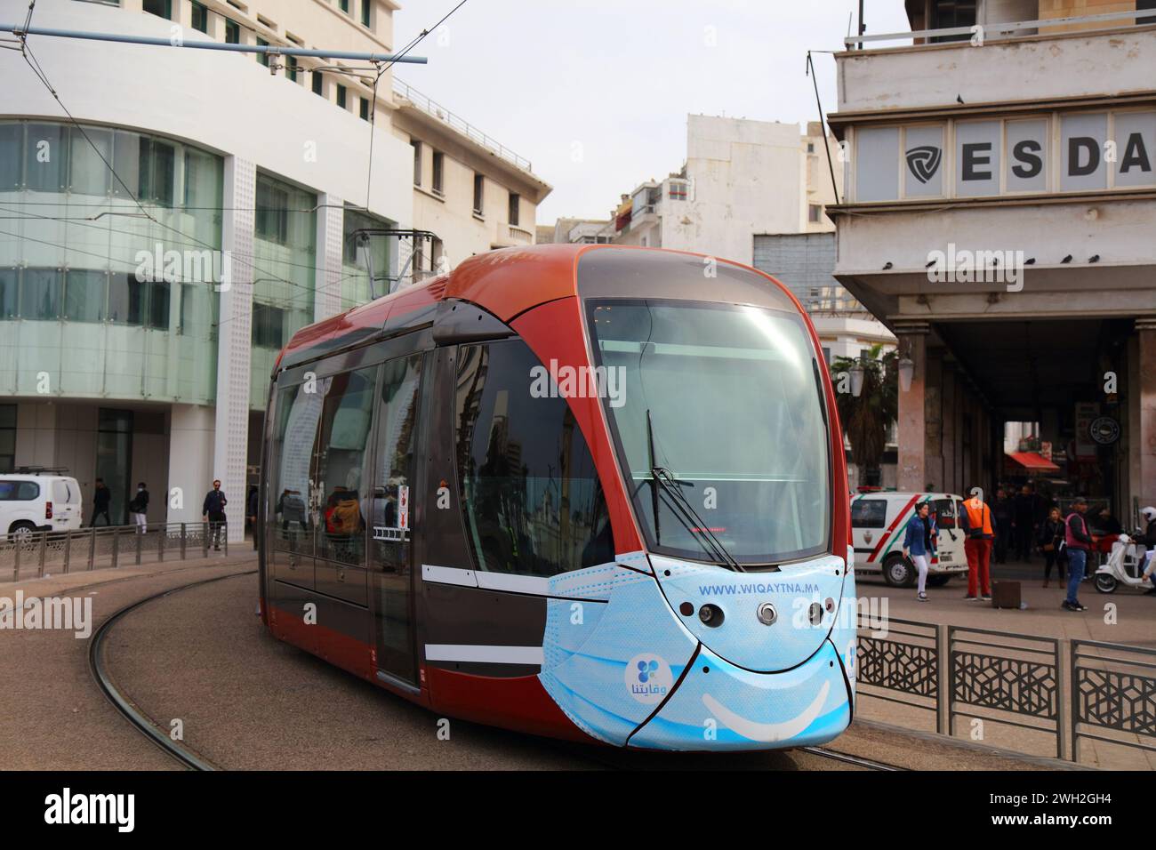 CASABLANCA, MOROCCO - FEBRUARY 22, 2022: People ride the public ...