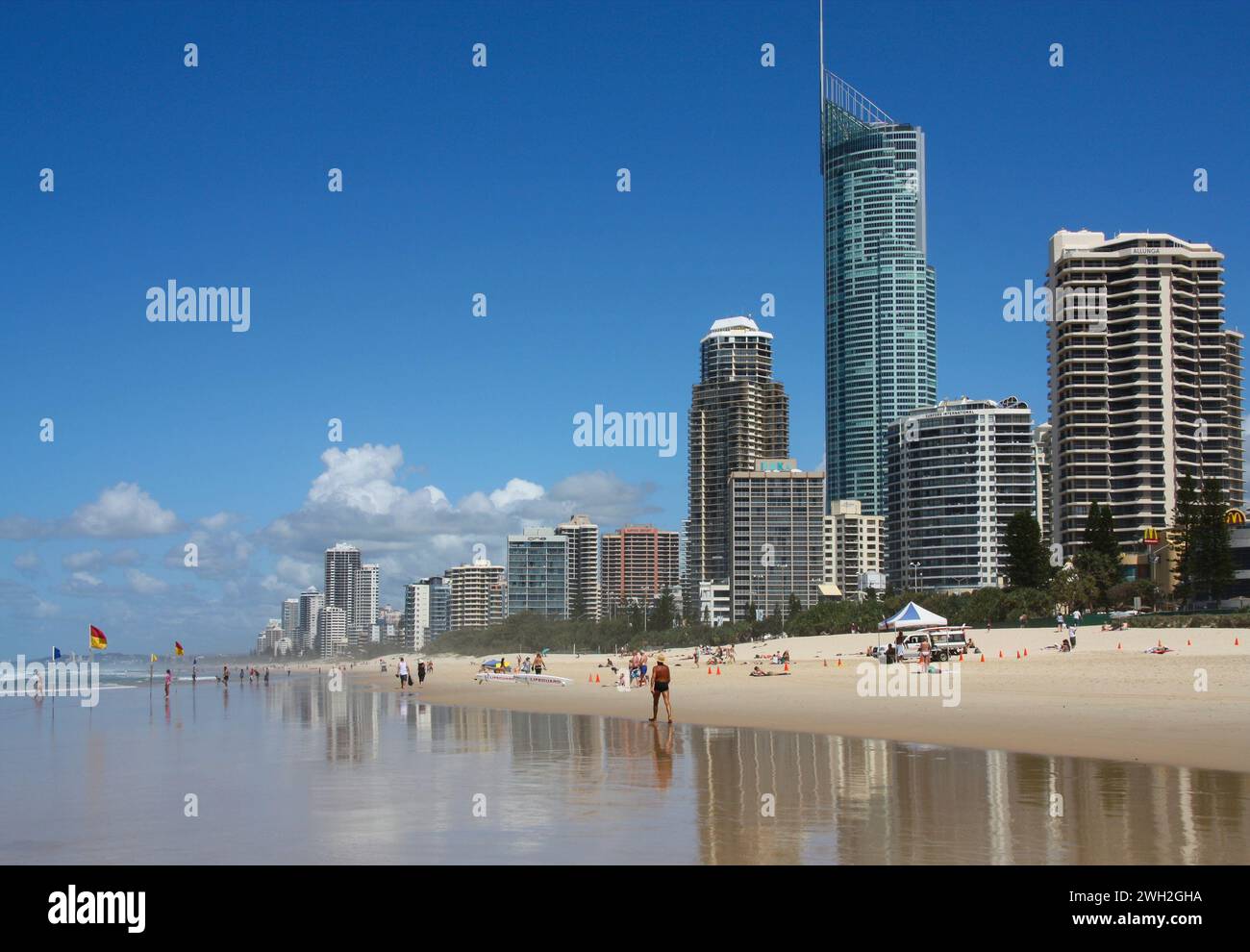 GOLD COAST, AUSTRALIA - MARCH 25, 2008: People visit the beach in Gold ...