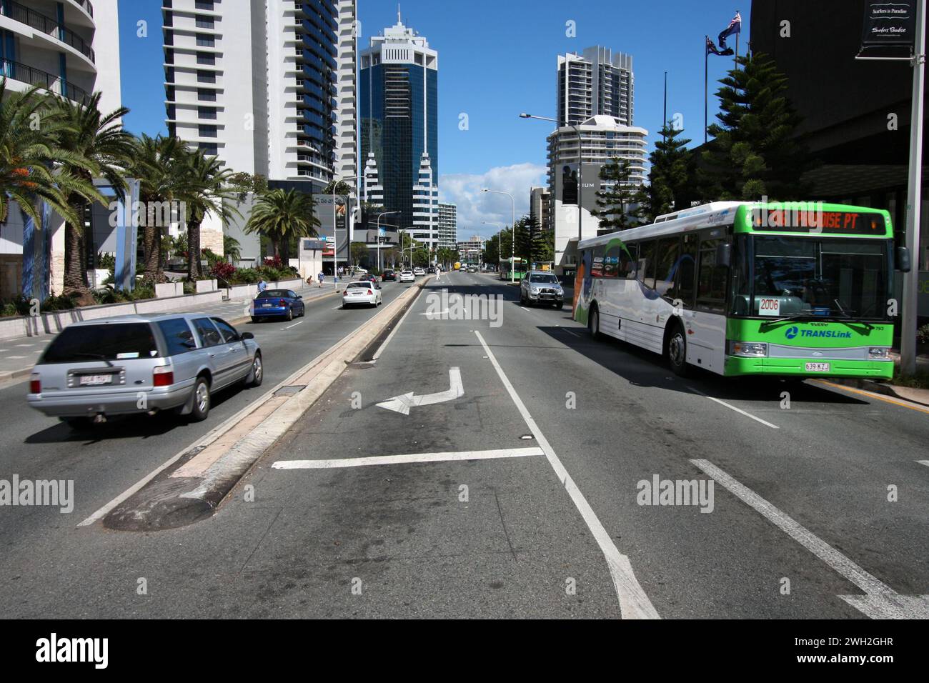 GOLD COAST, AUSTRALIA - MARCH 25, 2008: People drive in Surfers ...