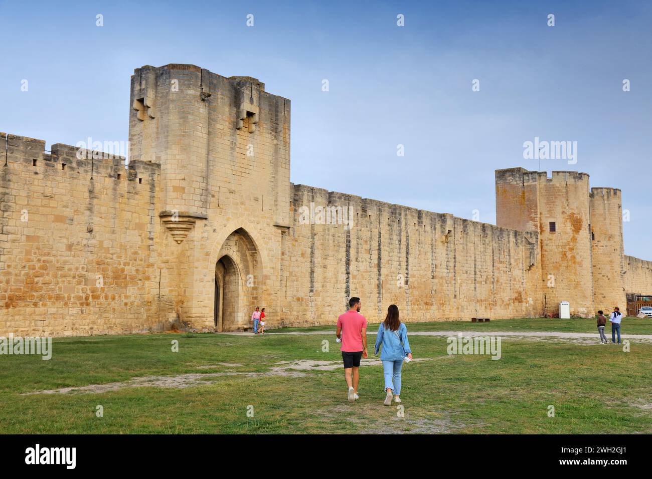 Aigues Mortes France October 1 2021 People Visit Town Walls In