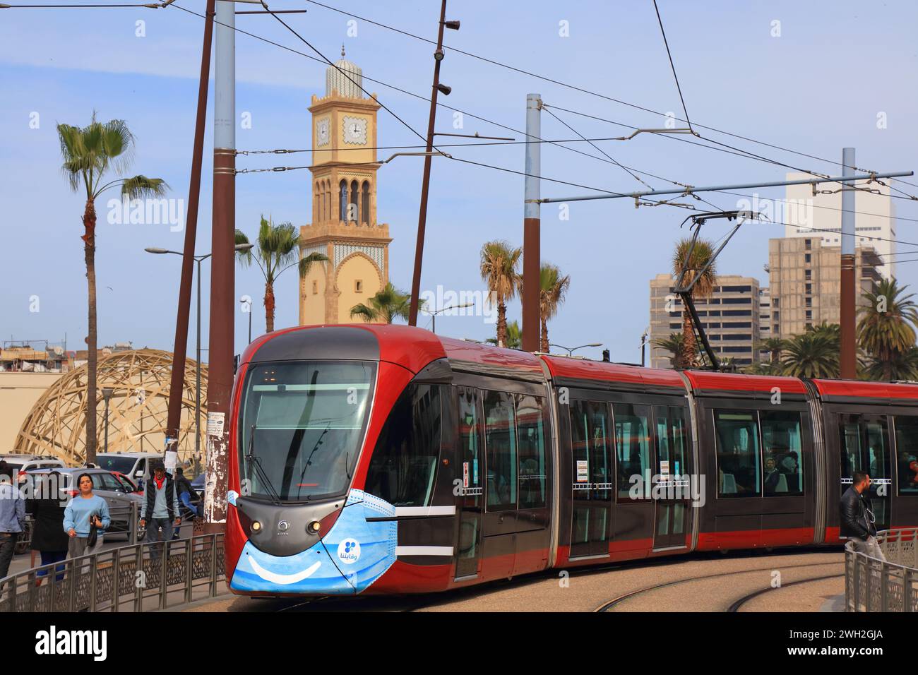 CASABLANCA, MOROCCO - FEBRUARY 22, 2022: People ride the public ...